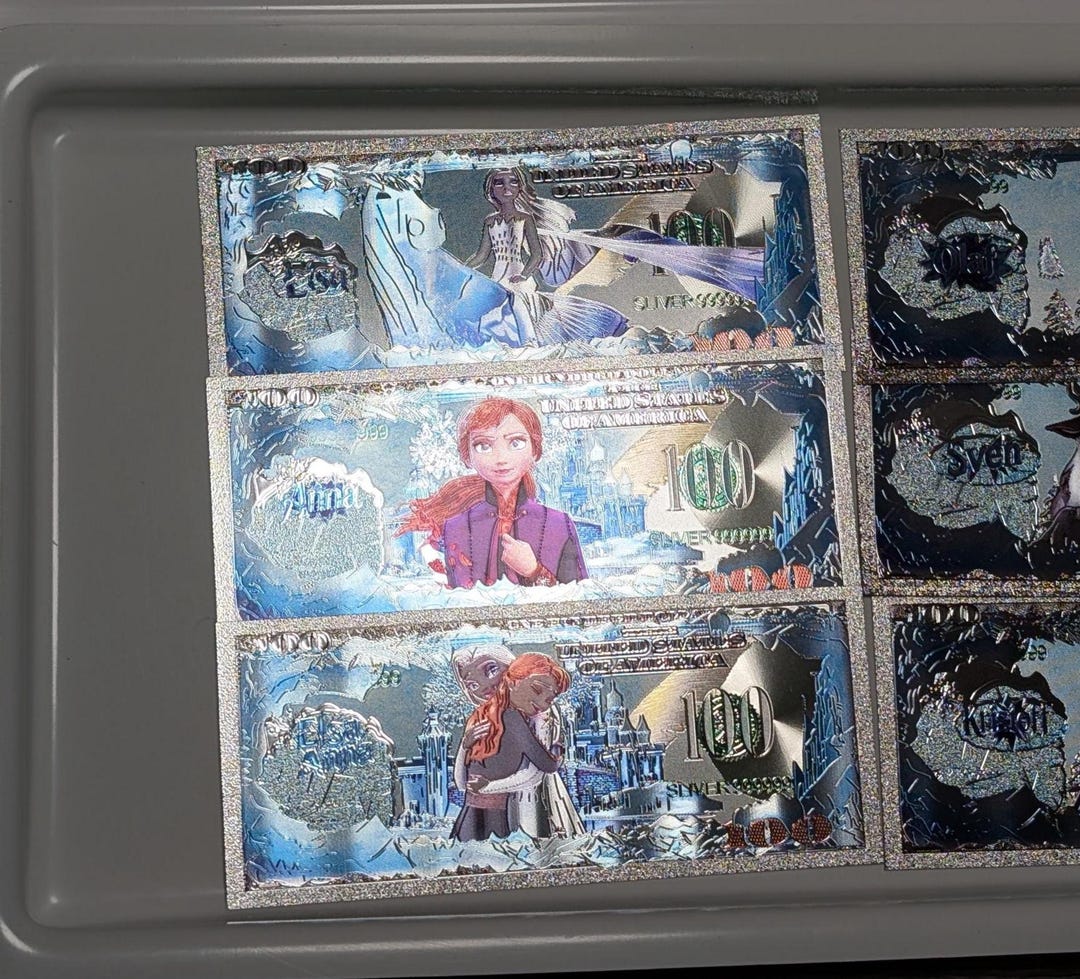 6pc Disney Frozen Silver Foil Collectible Note Set – Elsa, Anna, Olaf ...