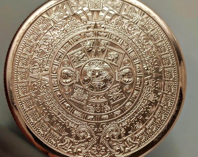 Premium Aztec Calendar Warrior Design 5oz .999 Fine Copper Round | High ...