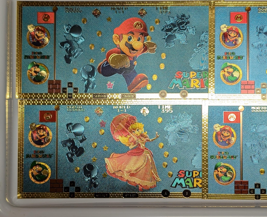 24k Gold Foil Super Mario 6pc Collectible Card Set: Gamer Gift - Etsy
