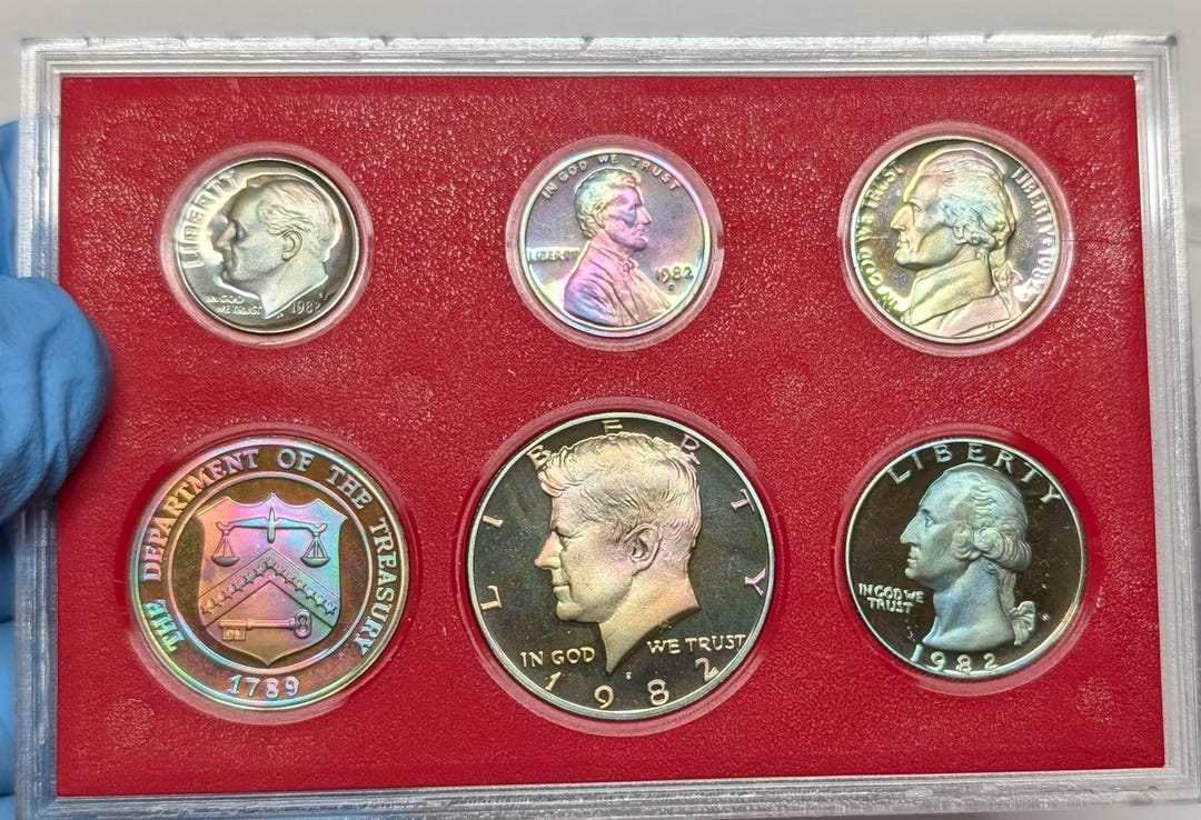 1982 S US Proof Set - Stunning Rainbow Toned Coins - Collectible and ...