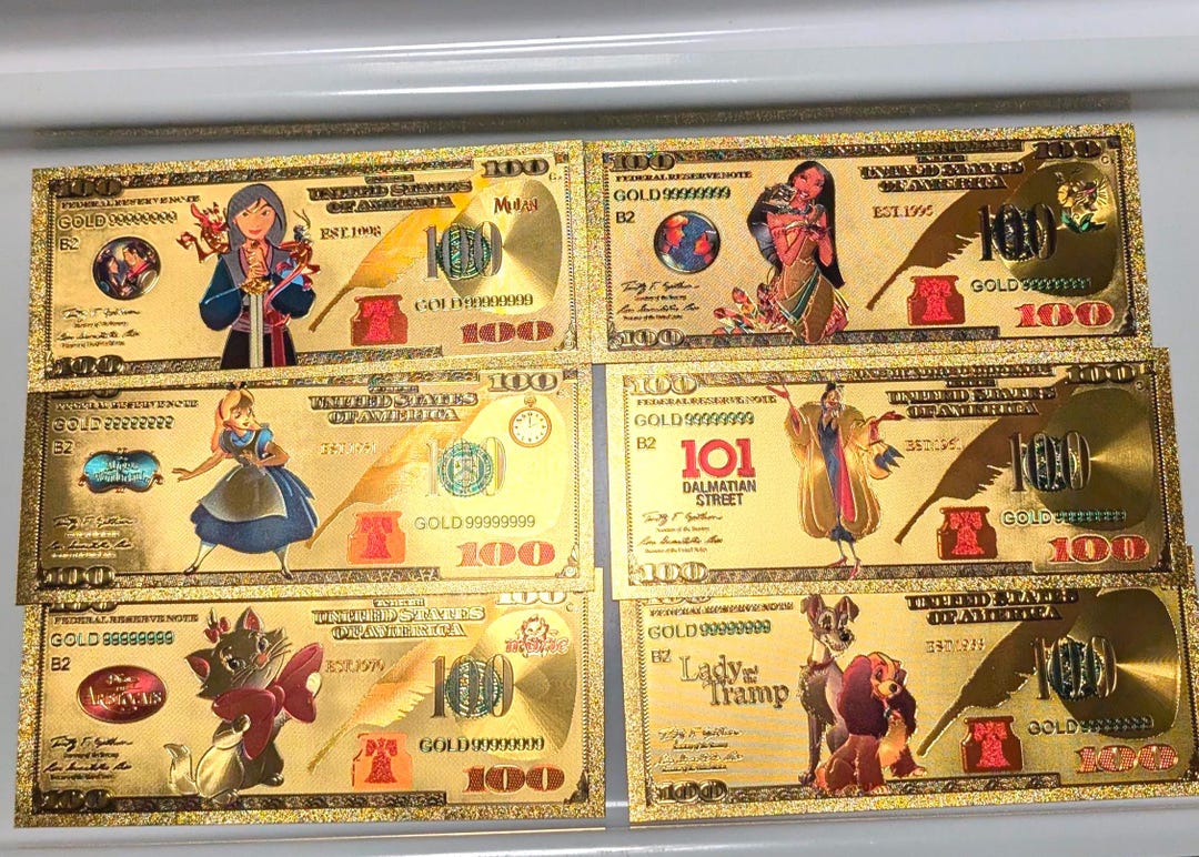 12pc 24K Gold Foil Disney Novelty Note Set – Classic Disney Cartoons - Etsy