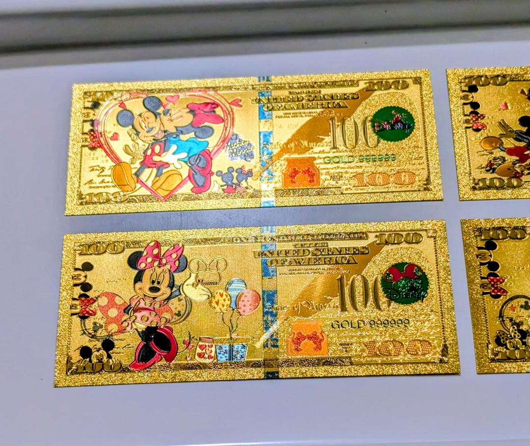8pc Mickey and Minnie Gold Foil Note Set Disney Inspired Collectible ...