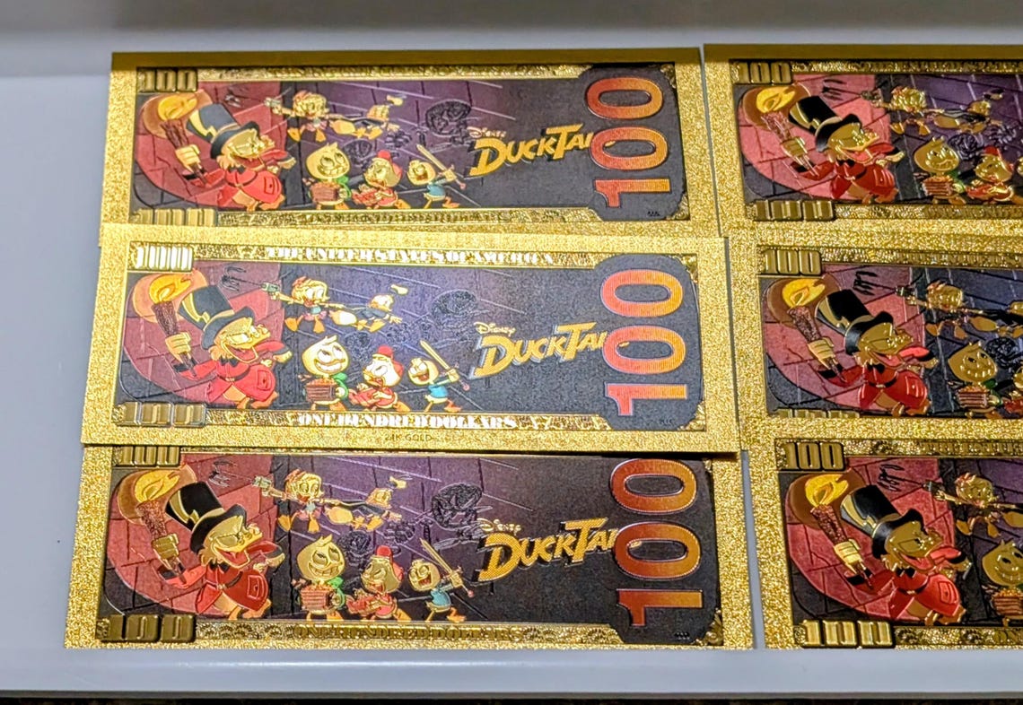 6 Pc Duck Tales Gold Foil Note Set Disney Inspired Collectible Novelty ...