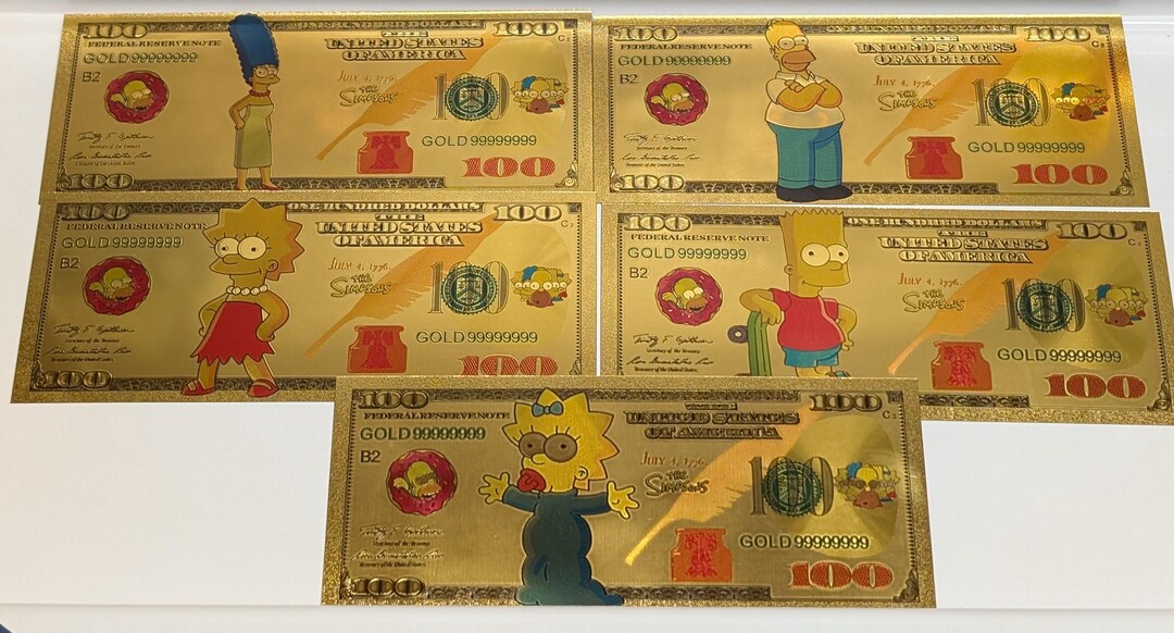 The Simpsons 24k Gold Foil Banknote Set – Collector’s Edition | Unique ...