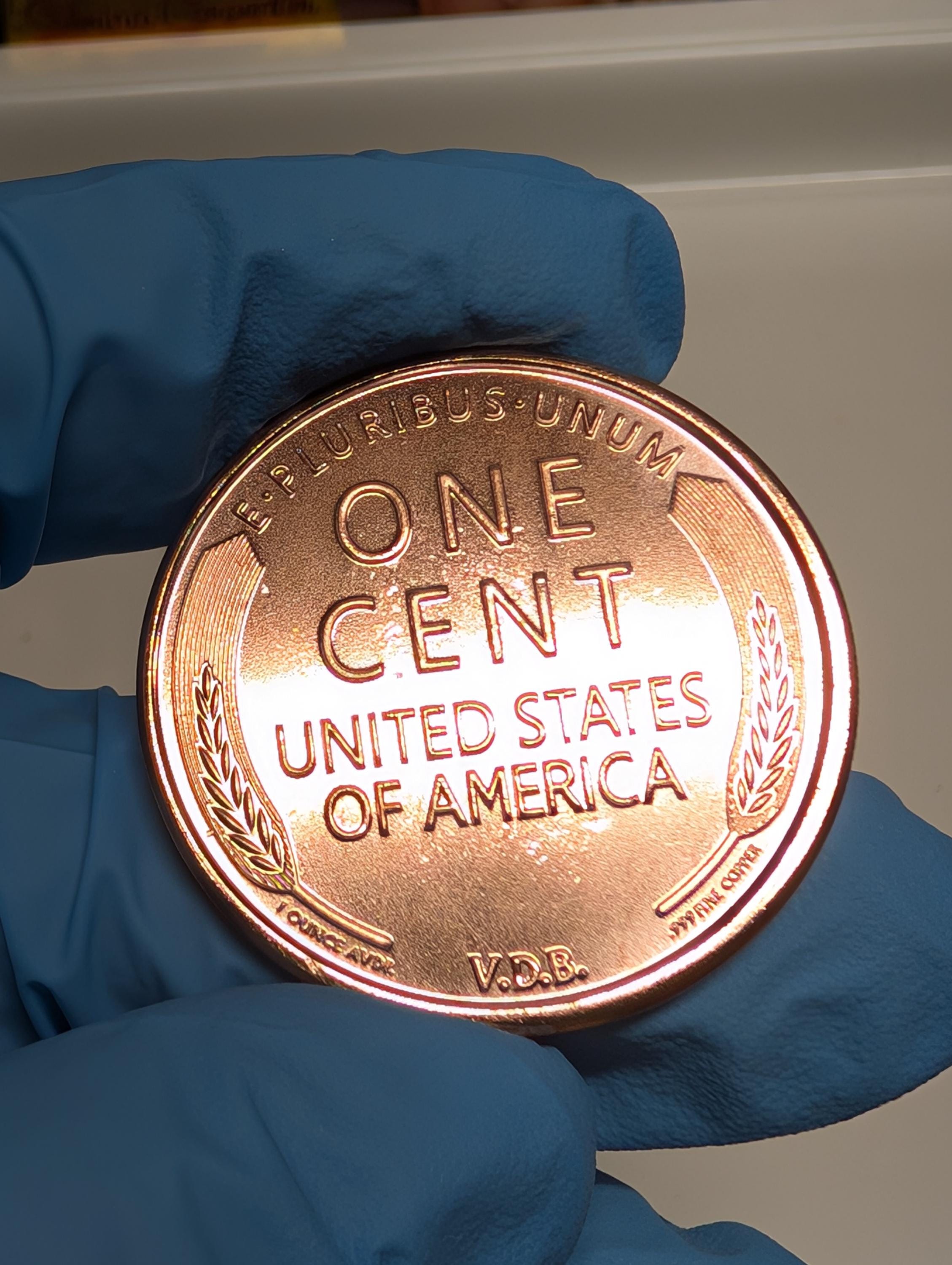 1oz Copper Round 1909 S VDB Wheat Penny Design Tribute - Collectable ...