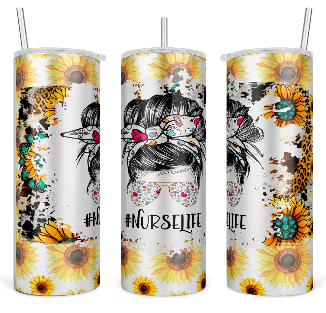 Sunflower Nurse Designs for Tumblers 20 Oz Skinny RN BSN LPN - Etsy