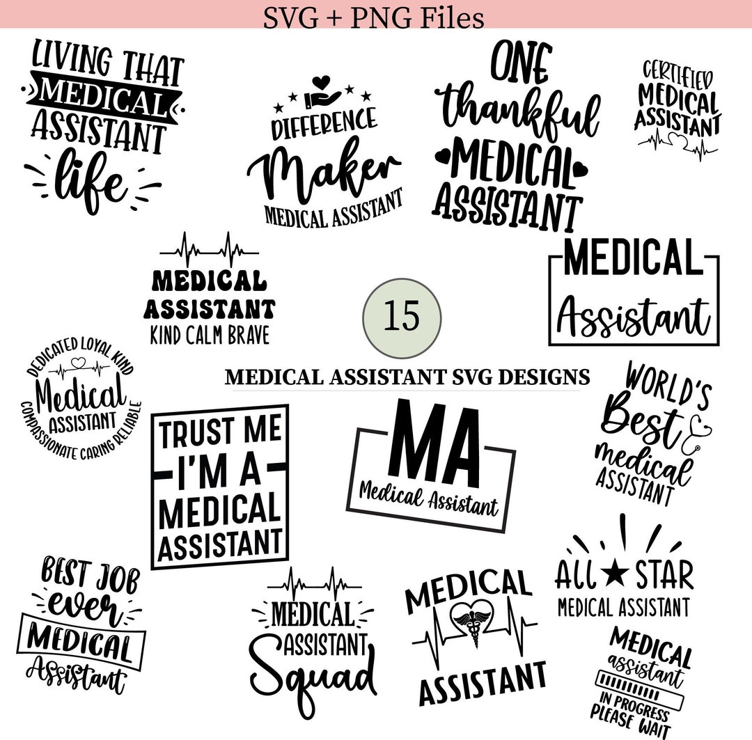 15 Medical Assistant Svg Bundle Design, Silhouette Cricut Cut Files ...