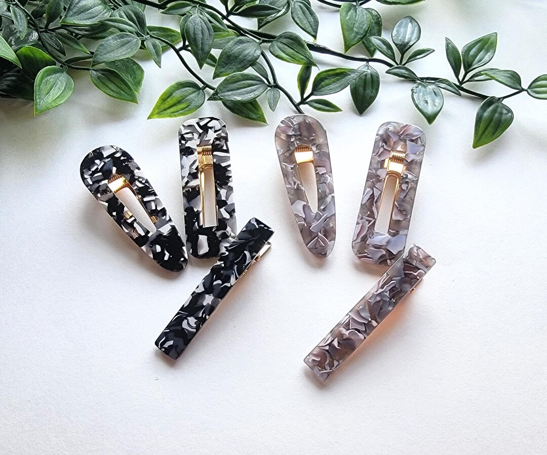 Set of 3 Tortoise Shell Barrettes, Acrylic Tortoise Shell Hair Clip ...
