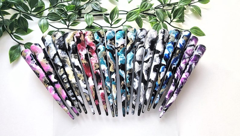 Long Marble Style Alligator Clip, Duckbill Barrette, Long Hair ...