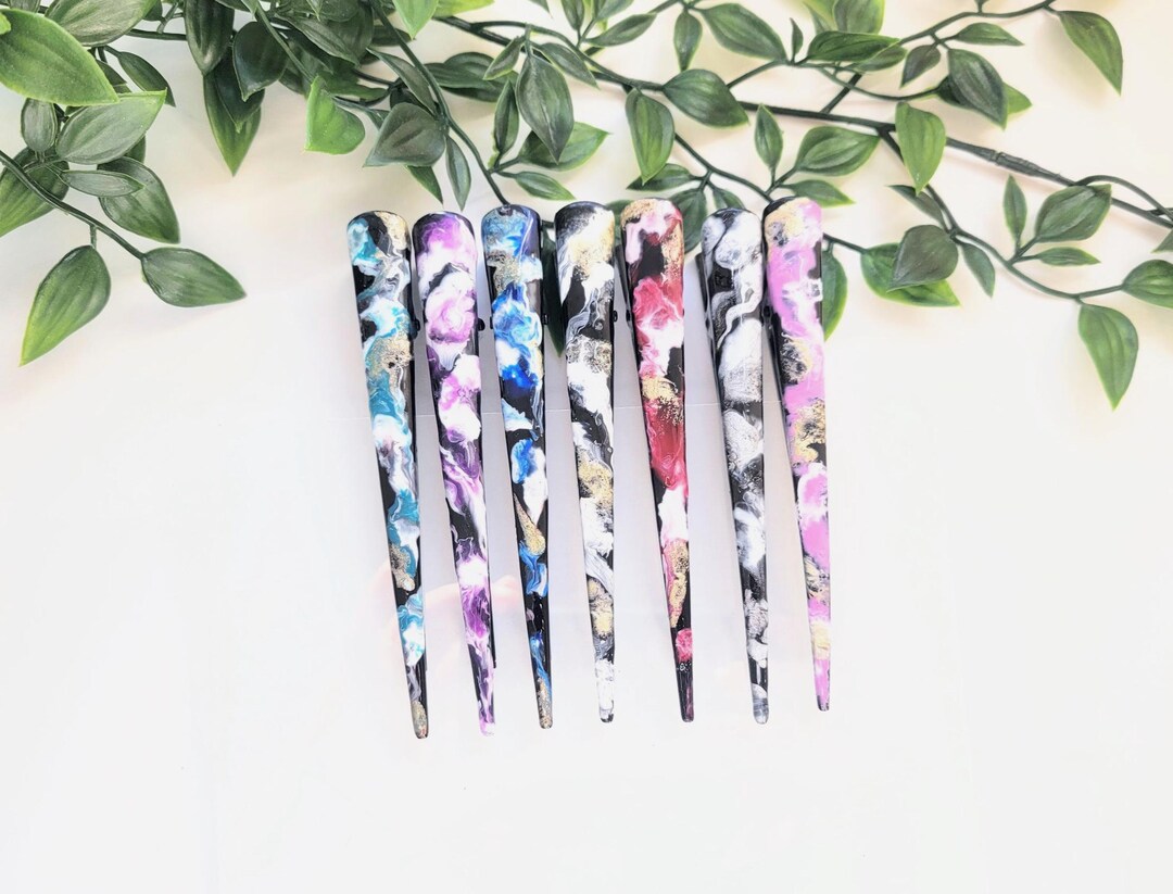 Long Marble Style Alligator Clip, Duckbill Barrette, Long Hair ...