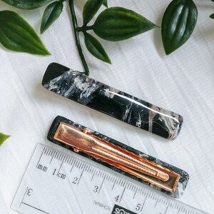 Polymer Clay Marble Barrette, Resin Hair Clip, Handmade Hair Clip, Long ...