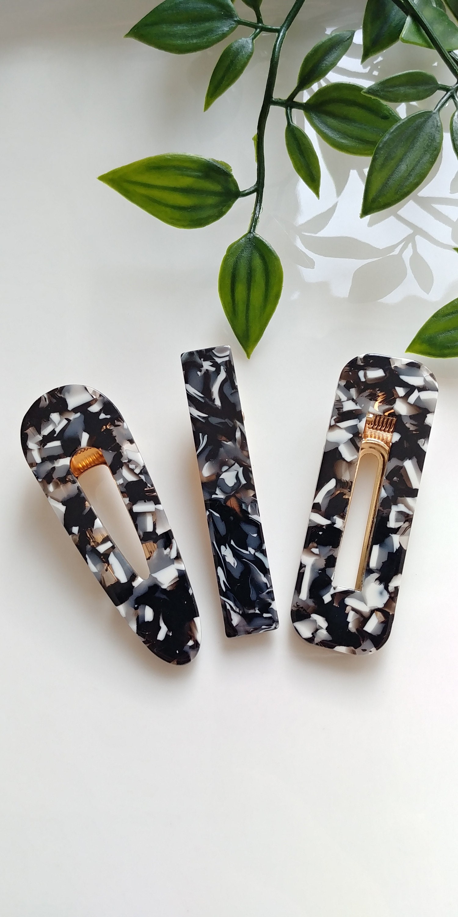 Set of 3 Tortoise Shell Barrettes Acrylic Tortoise Shell Hair - Etsy