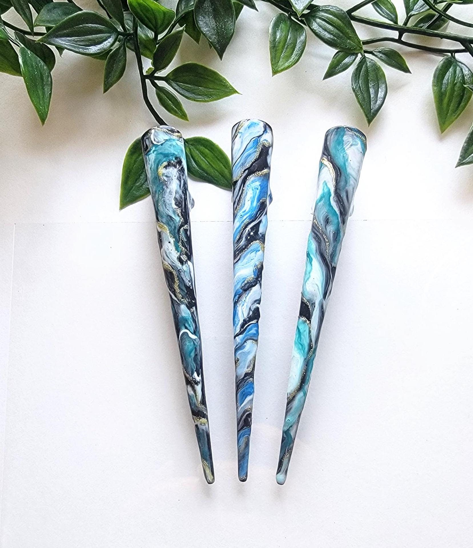 Long Marble Style Alligator Clip, Duckbill Barrette, Long Hair ...
