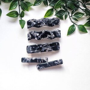 Polymer Clay Marble Barrette, Resin Hair Clip, Handmade Hair Clip, Long ...