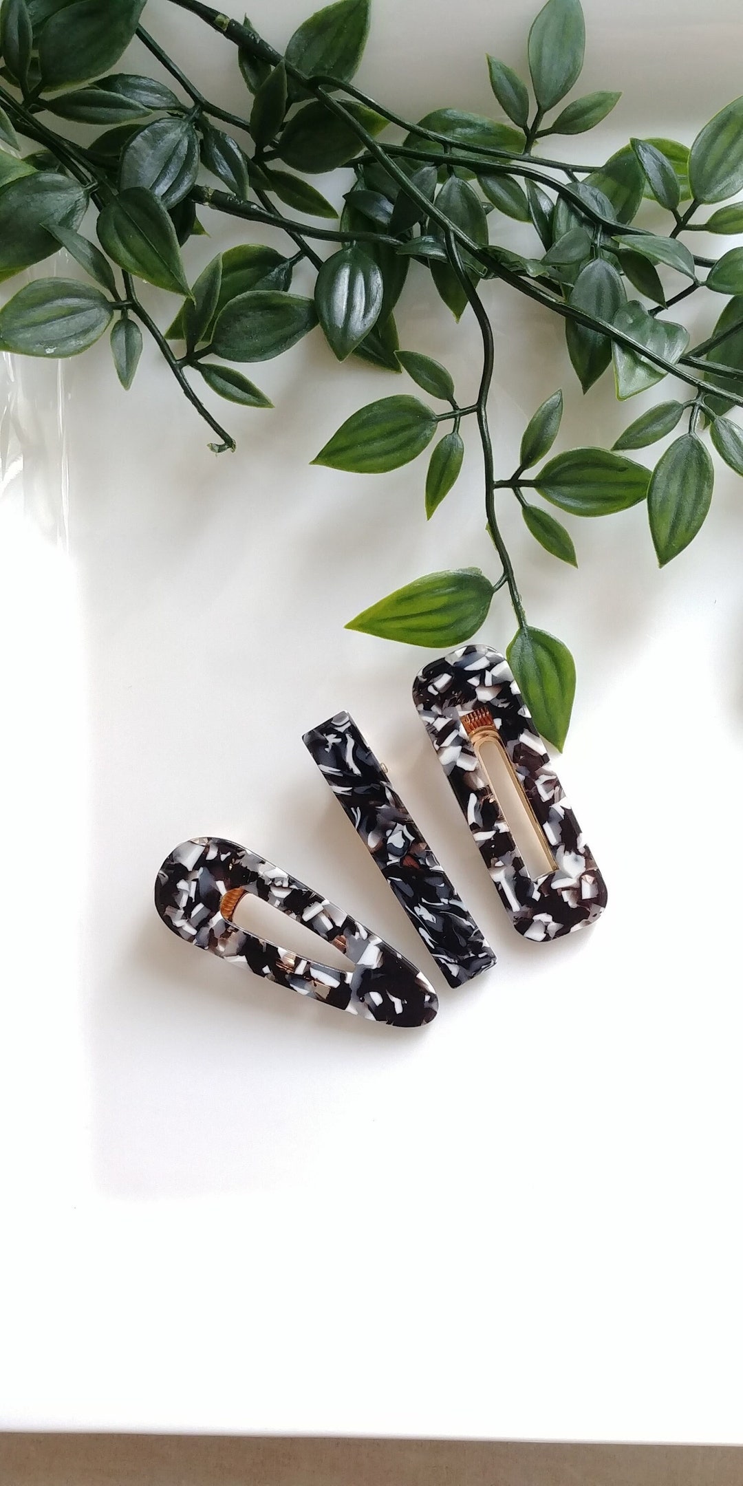 Set of 3 Tortoise Shell Barrettes Acrylic Tortoise Shell Hair - Etsy