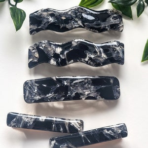 Polymer Clay Marble Barrette, Resin Hair Clip, Handmade Hair Clip, Long ...