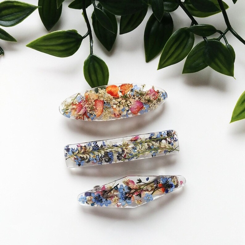 Real Natural Flower Barrette Resin Hair Clip Dried Flower - Etsy