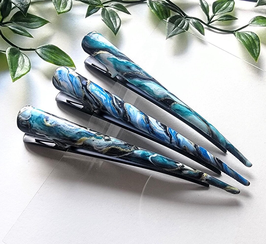 Long Marble Style Alligator Clip, Duckbill Barrette, Long Hair ...