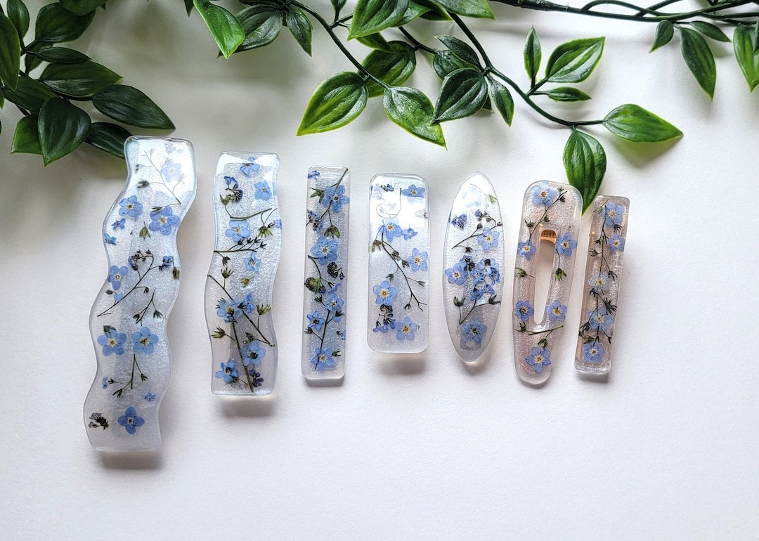 Real Natural Dried Flower Hair Barrette, French Barrette for Thick Hair ...
