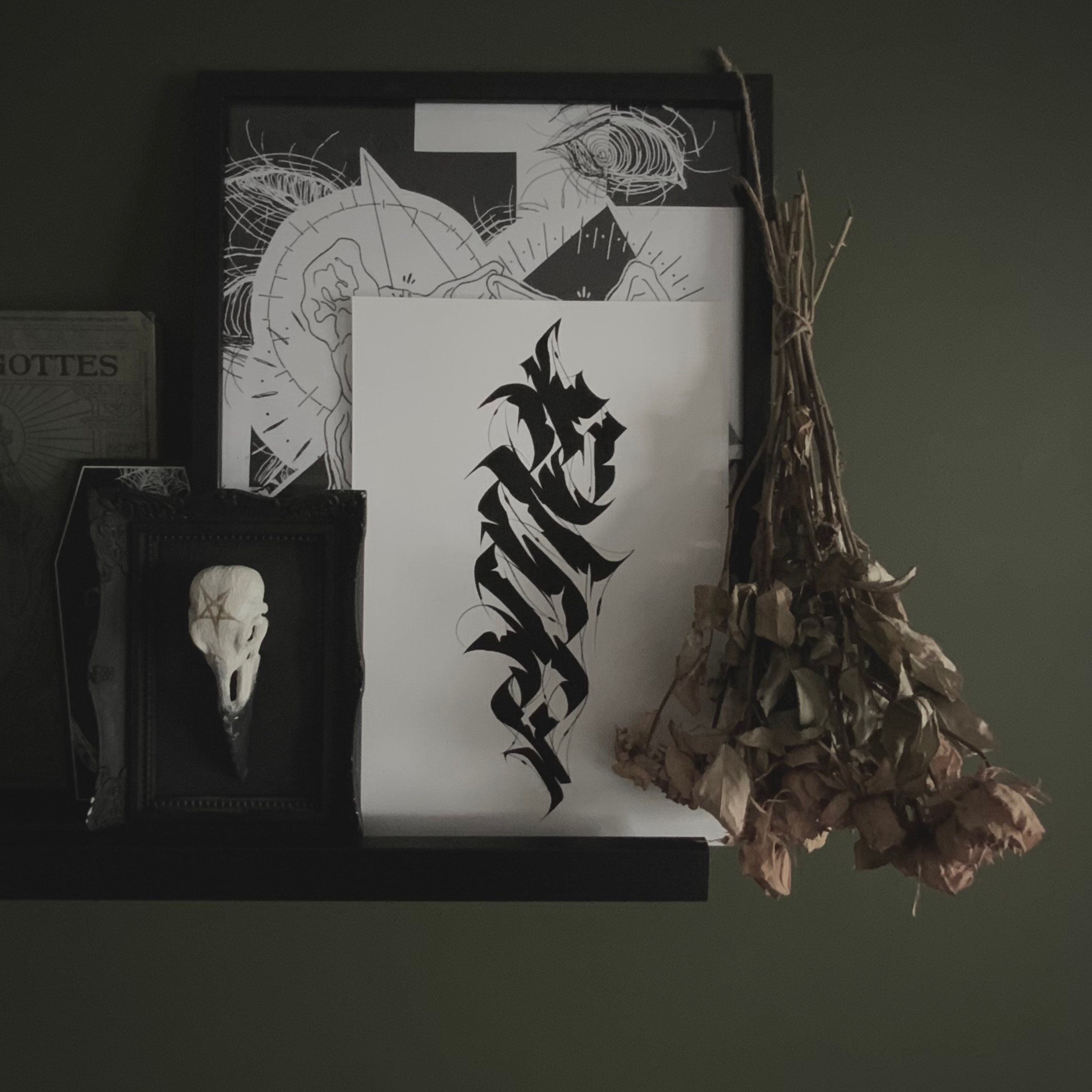 Gothic Art Print Calligraphy Blackletter Ornament Witch - Etsy