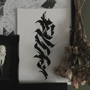 Gothic Art Print Calligraphy Blackletter Ornament Witch - Etsy