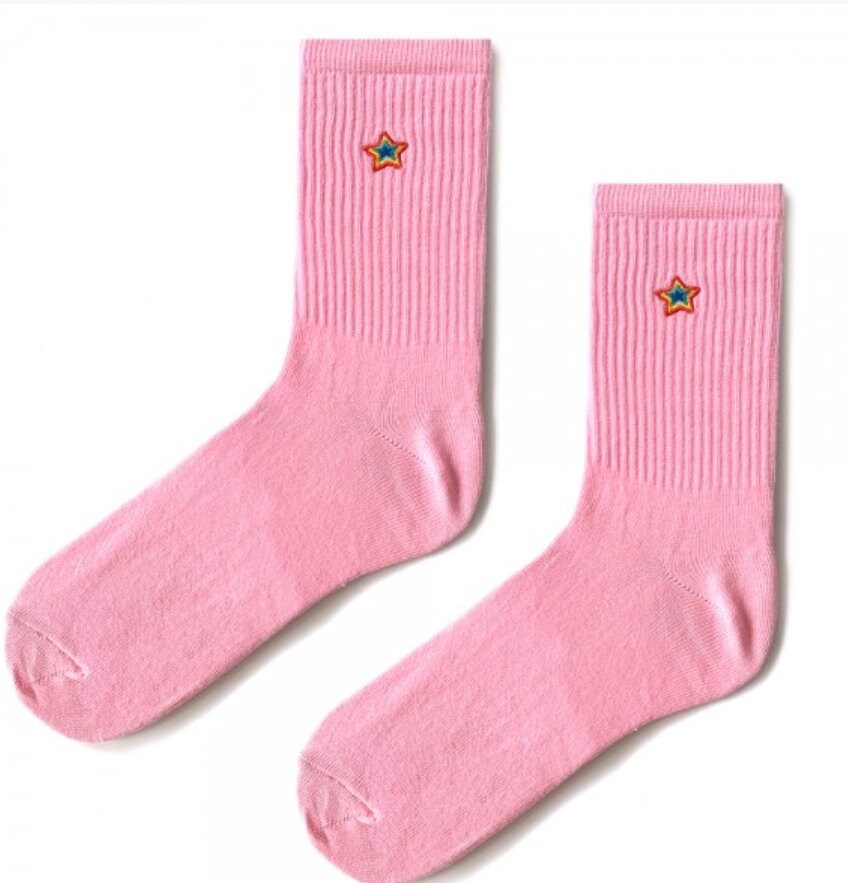 6 Pair Blue Orange Rainbow Patterned Embroidered Socket Colorful Socks ...