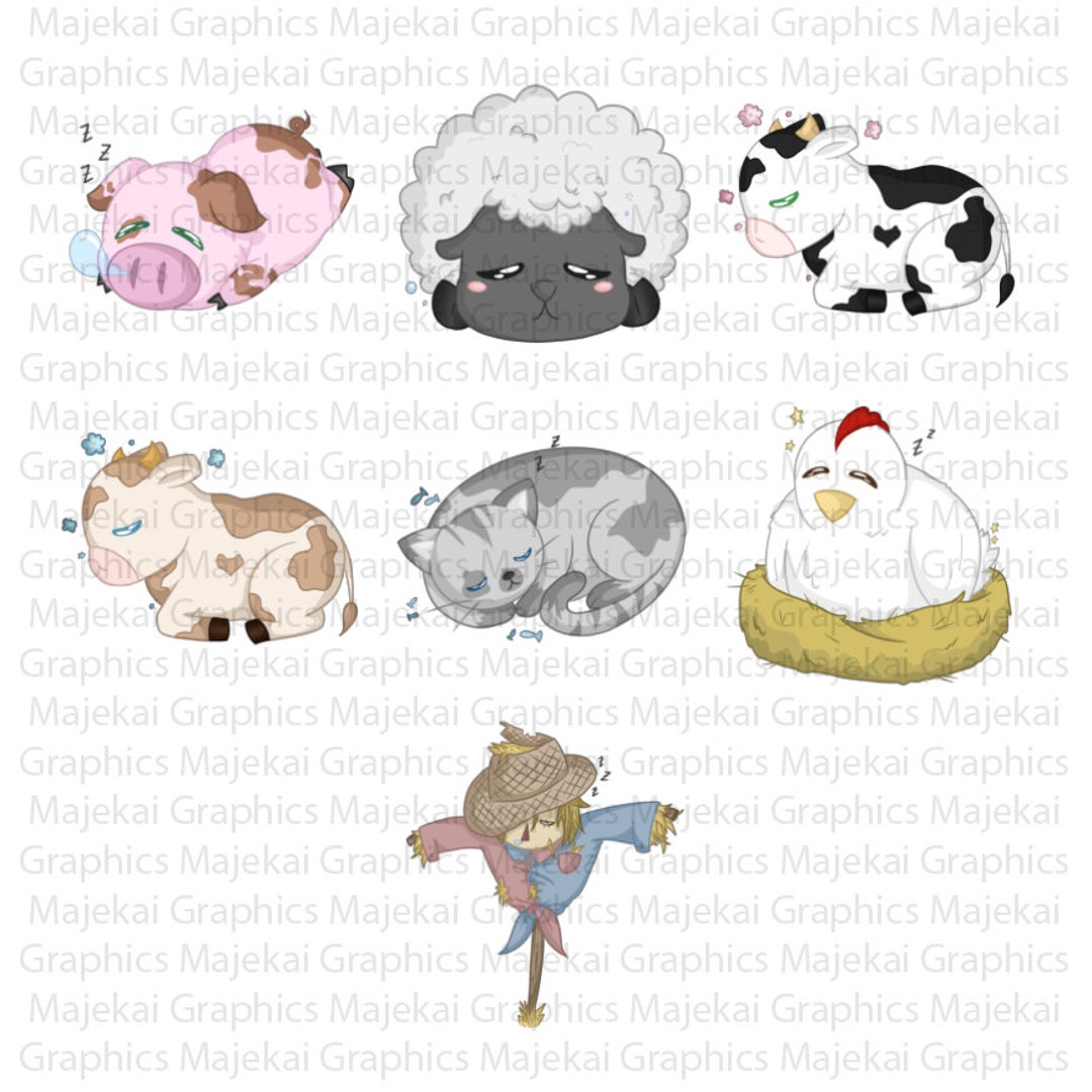 Sleepy Farm Animals Digital Download PNG, JPEG - Etsy