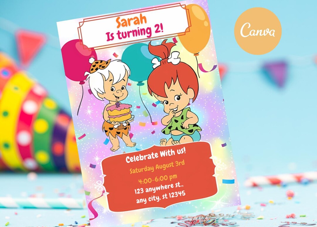 Editable Pebbles Birthday Invitation Digital Birthday Party Pebbles ...