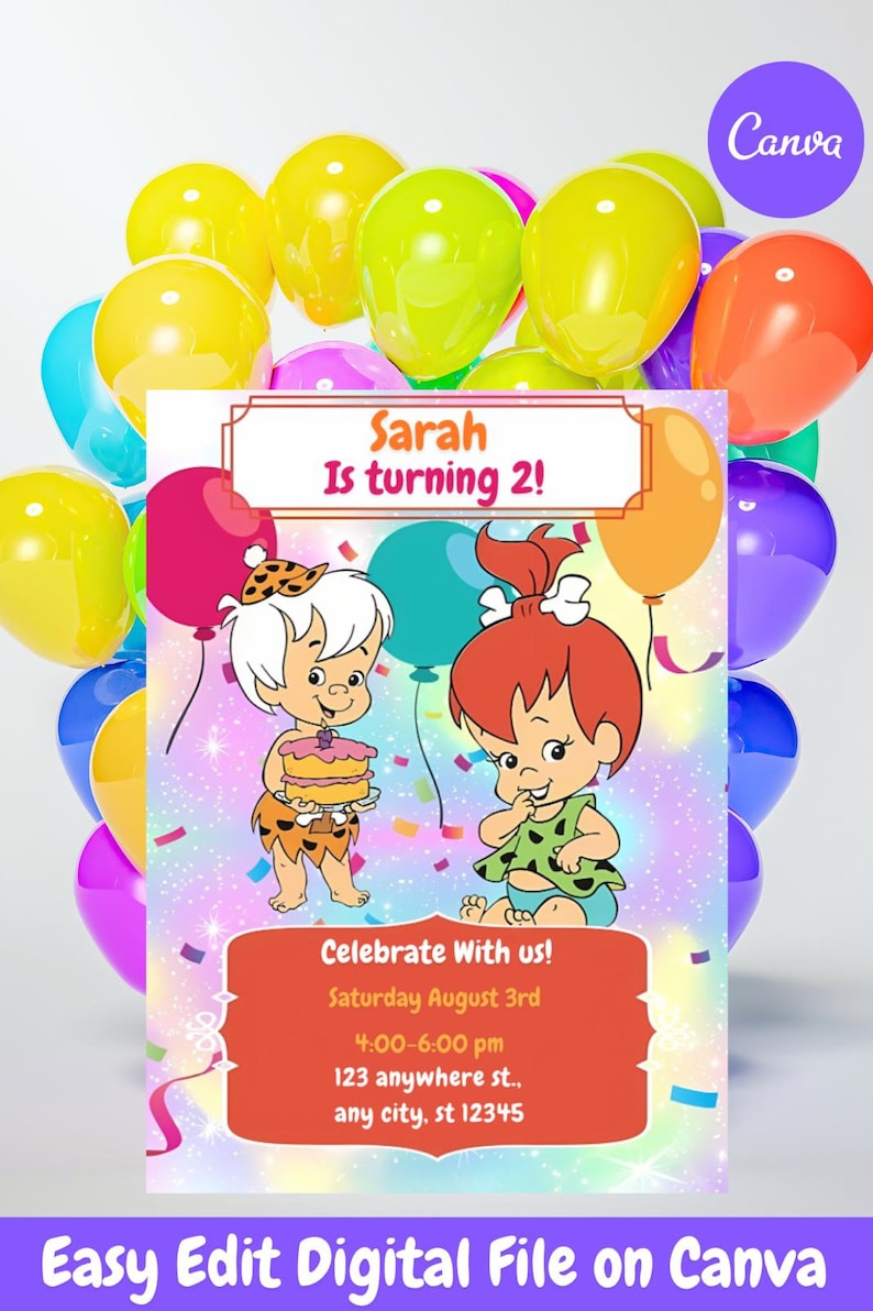 Editable Pebbles Birthday Invitation Digital Birthday Party Pebbles ...