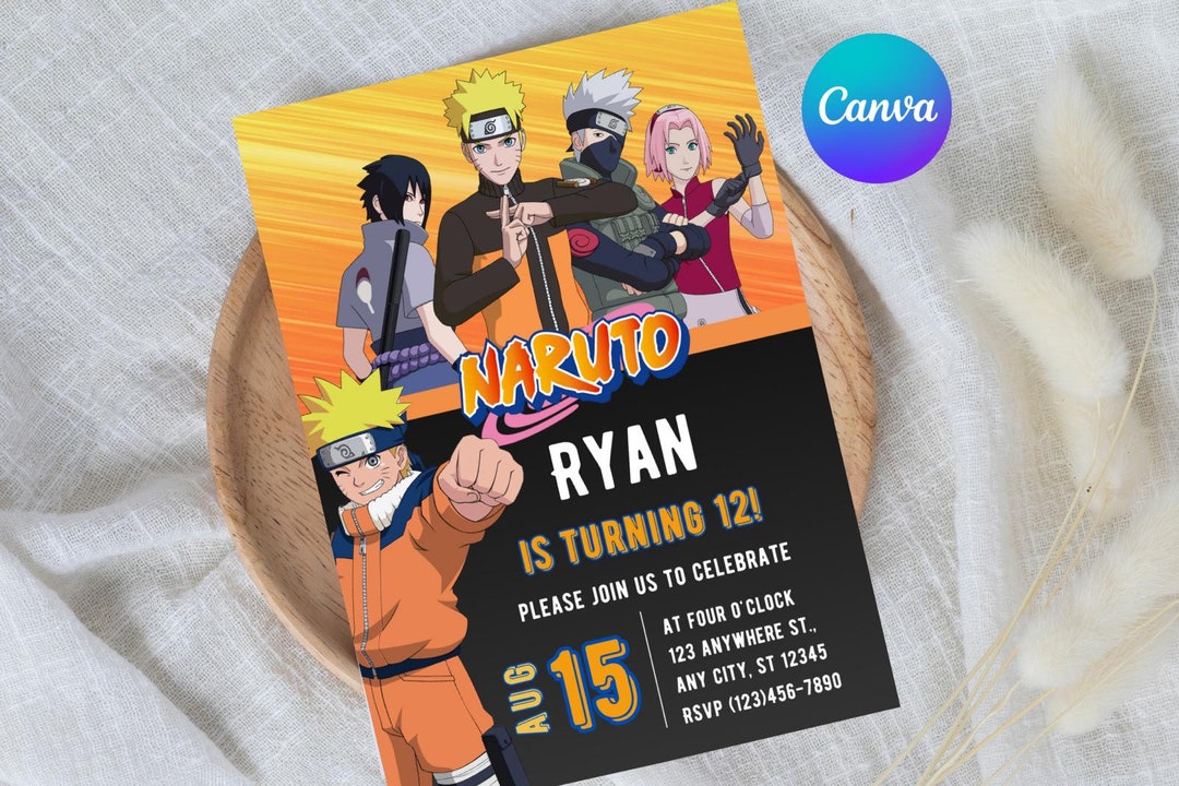 Editable Kids Anime Cartoon Birthday Invitation Digital Birthday Party ...