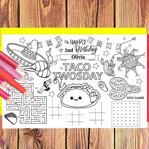 Taco Coloring Mats - Etsy