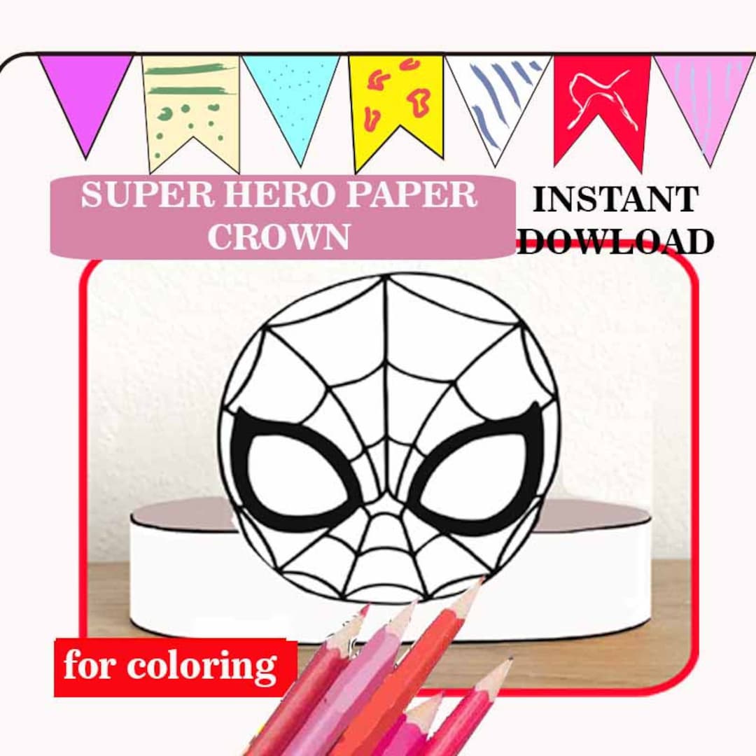 Spidey Birthday Paper Crown Template Superhero Party Headband - Etsy