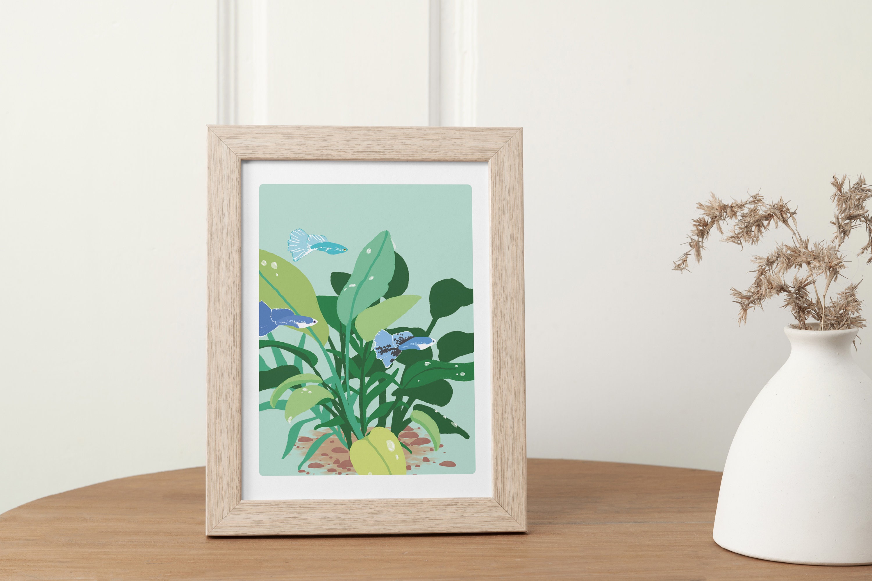 Fish Poster, Aquarium Illustration, Cute Fish Print, Living Room Wall ...