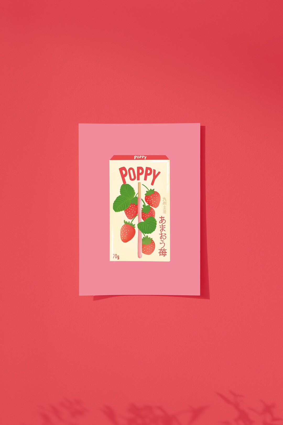 Japanese Pocky Poster, Strawberry Drawing, Cute Wall Art, Japanese ...