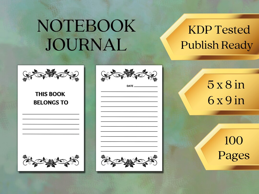 KDP Interior Download Notebook or Journal Lined Paper 100 Pages Sizes ...