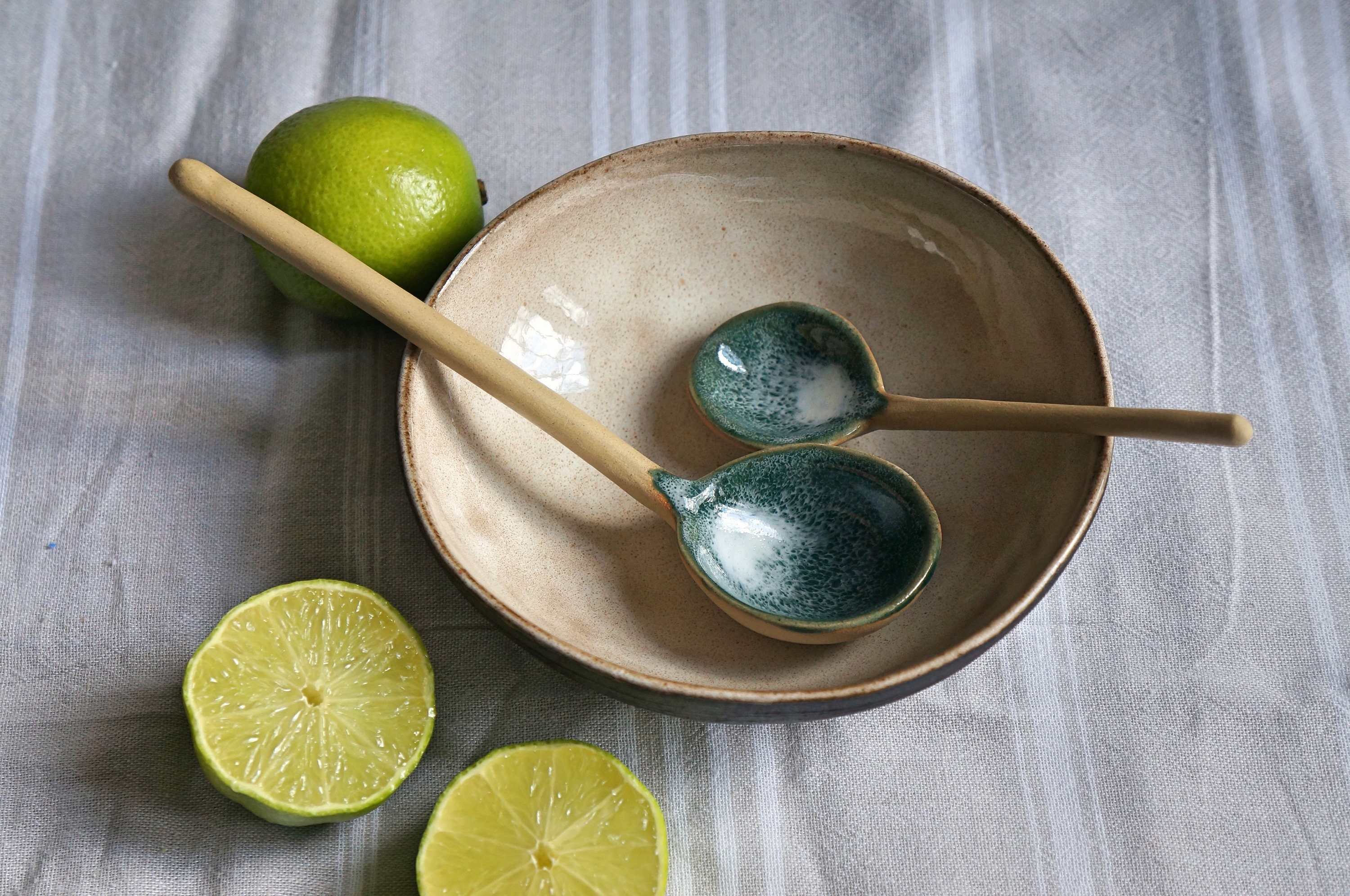 Handmade Ceramic Spoons Set: Black Stoneware Serving Spoons, Kitchen ...
