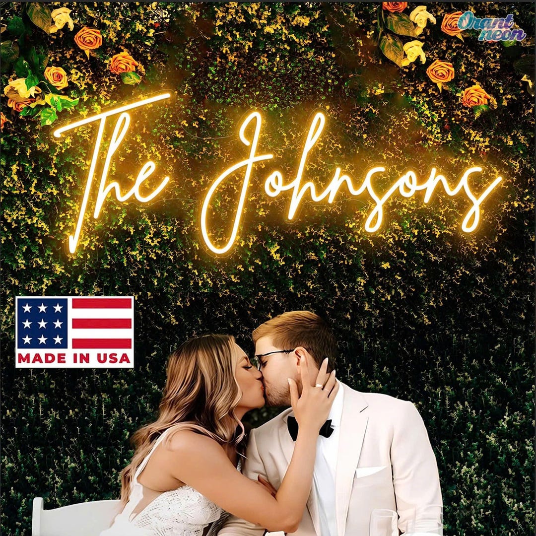 Custom Wedding Neon Sign - Personalized Last Name LED Light for Wedding ...
