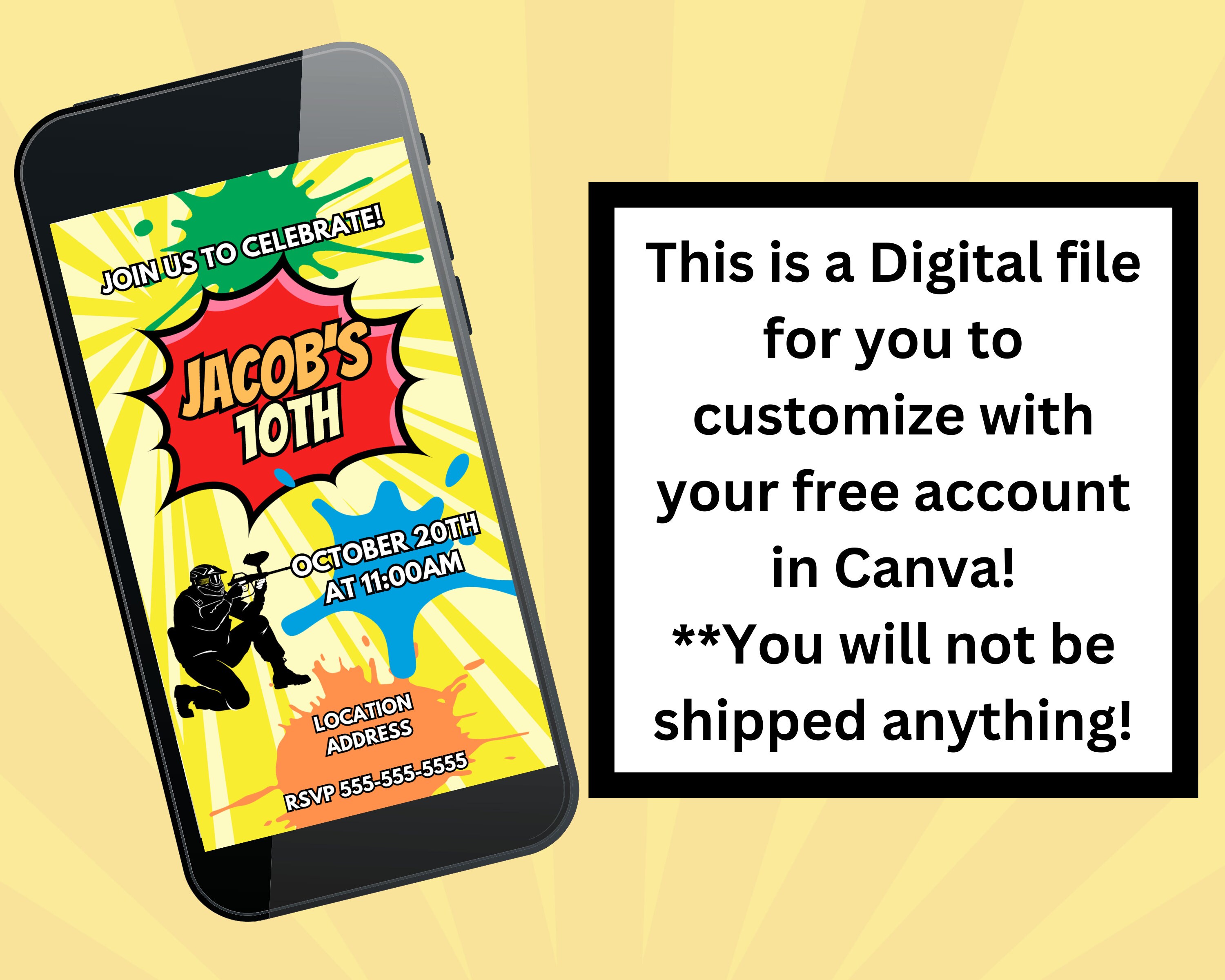 Editable Paintball Party Invitation - Etsy