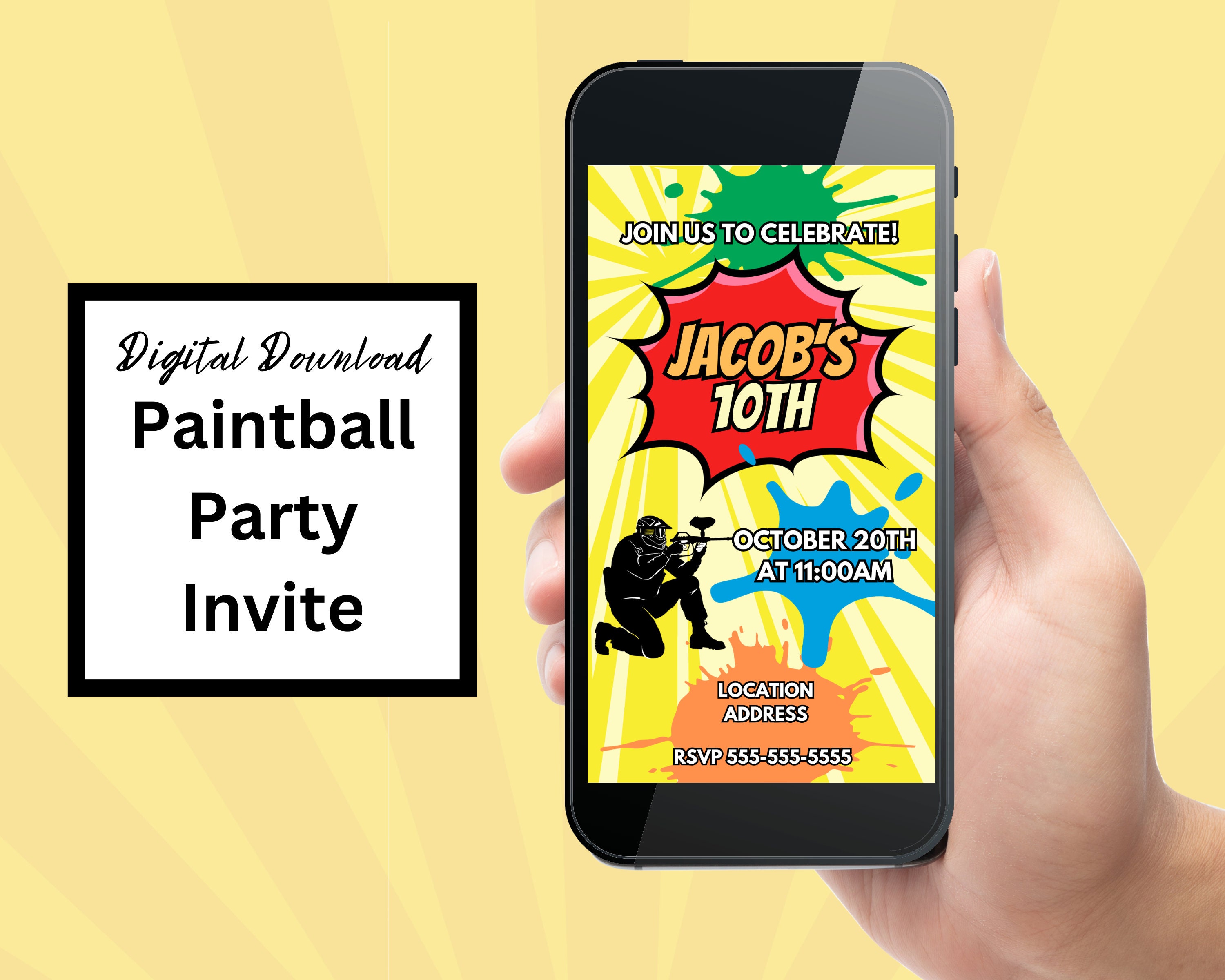 Editable Paintball Party Invitation - Etsy