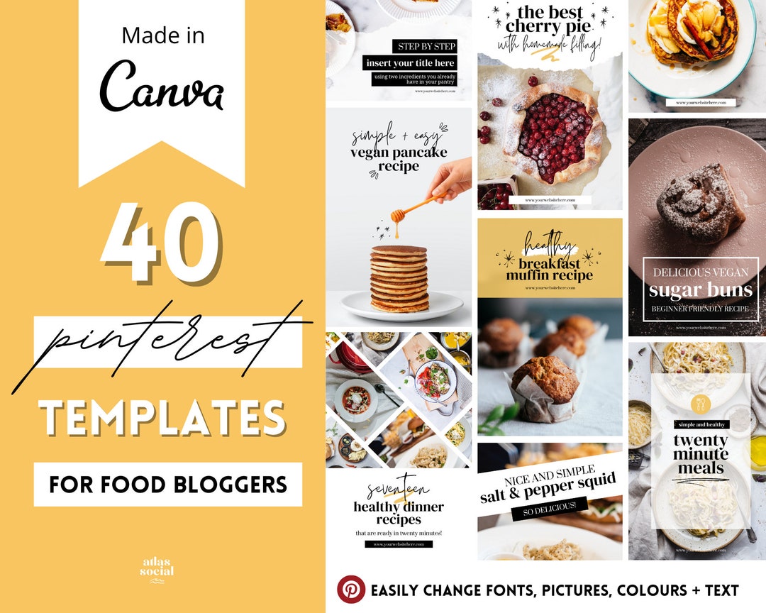 Food Blogger Pinterest Pin Templates for Canva - Etsy