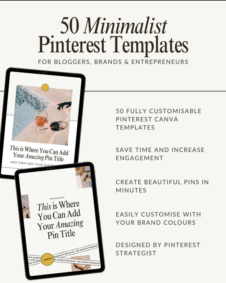 Minimalist Pinterest Templates for Canva - Etsy