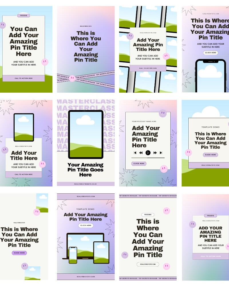 50 Aesthetic Pinterest Templates for Canva - Etsy