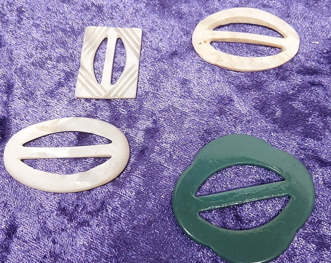 Vintage Scarf Slides.mother of Pearl and Bakealite. You Recieve All 4 ...