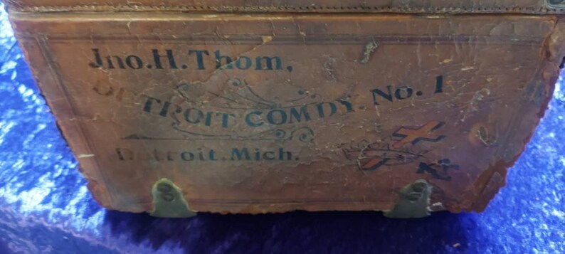 Miniature Sample, or Small Leather Trunk With Dome Lid, Detroit,mich ...
