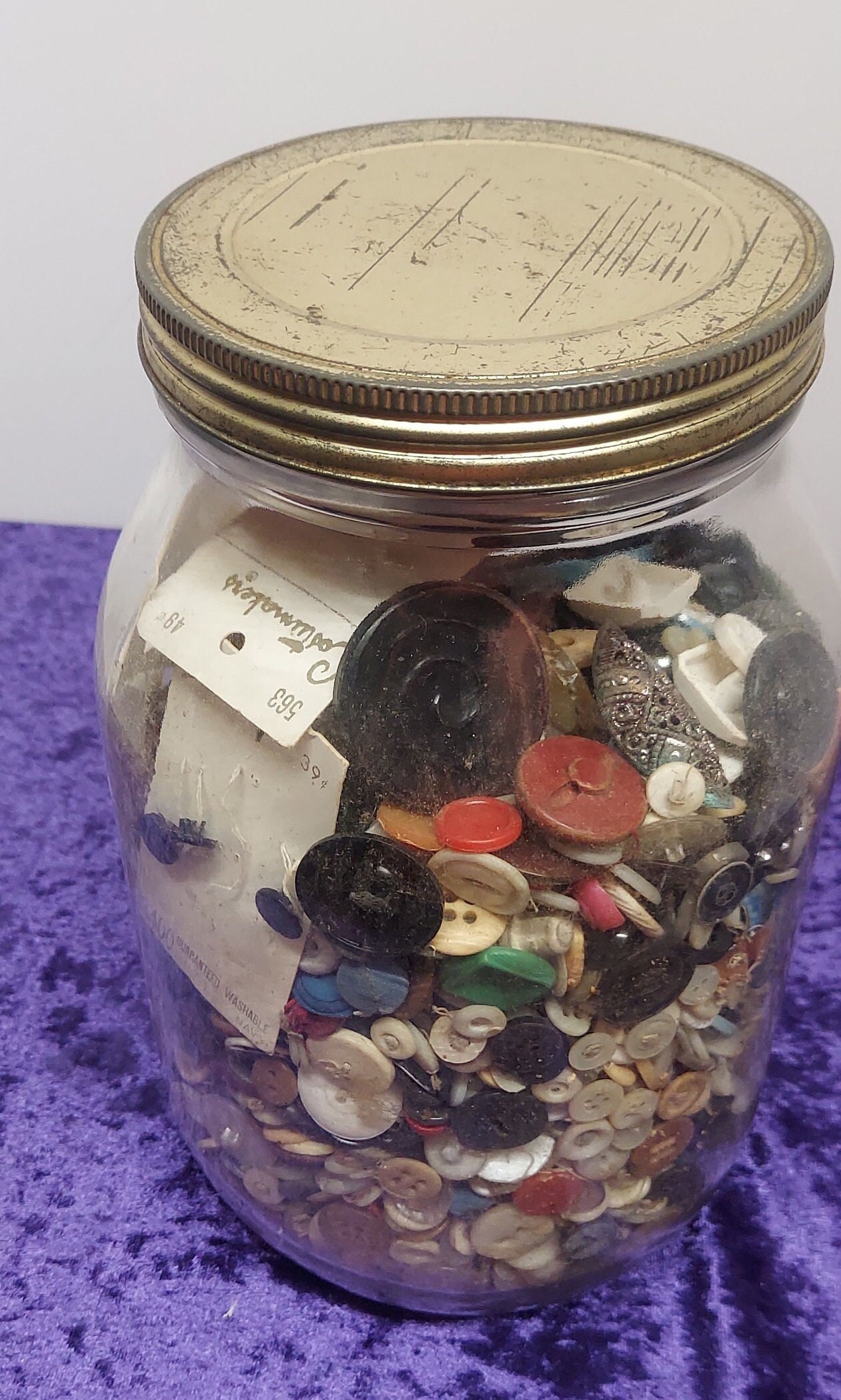 Vintage Gallon Glass Jar of Buttons,jar Marked 470128,assorted Buttons ...