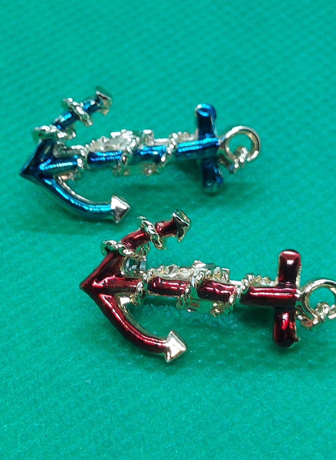 2 Vintage Anchor Lapel Pins One Blue, One Red - Etsy