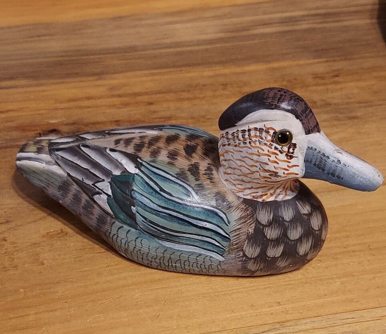 2 Hand Painted Stone Ducks, Glass Eyes. A Couple of Small Chips in ...