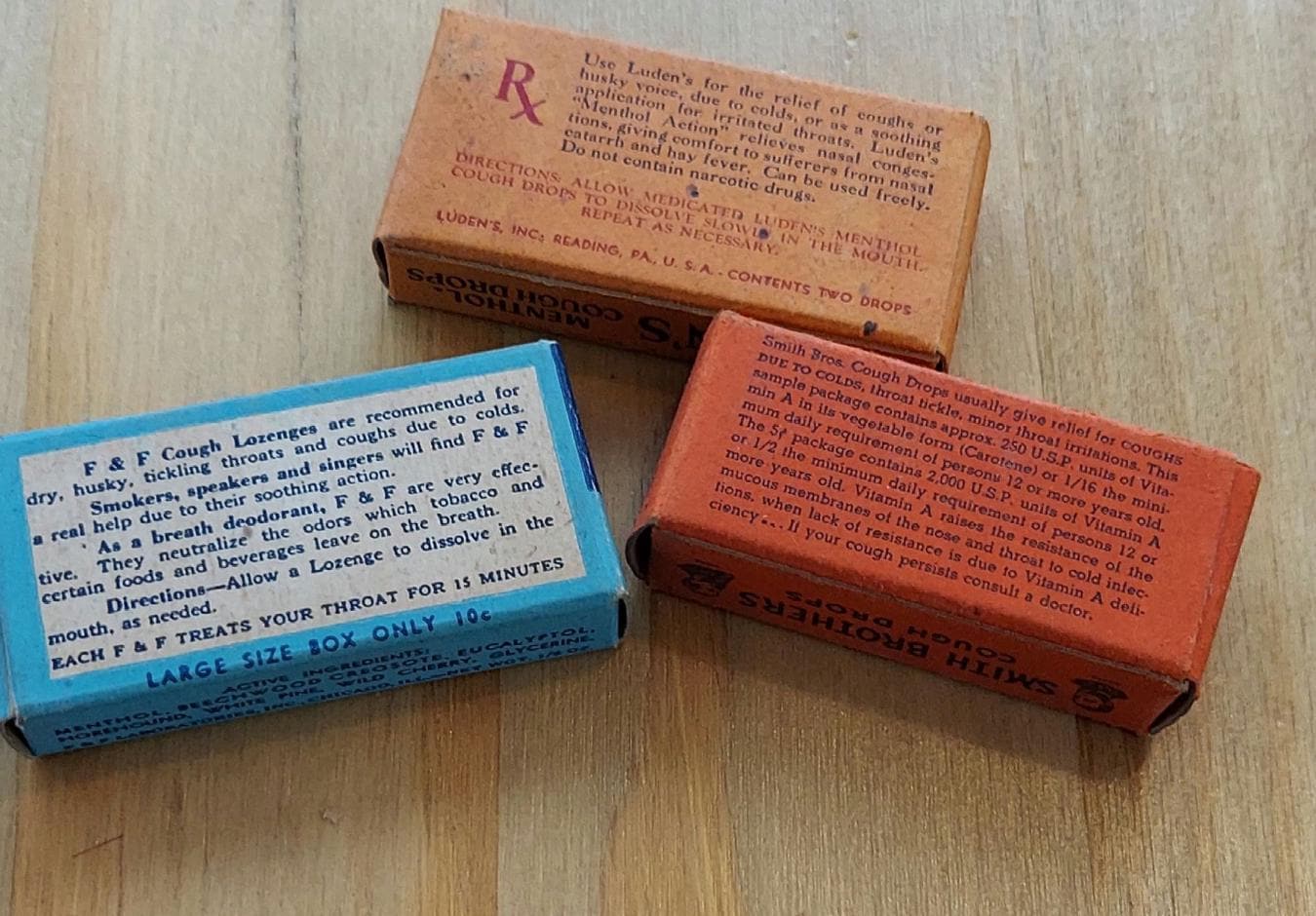 Vintage Miniature Sample Size Empty Boxes, Luden's ,smith Brothers ...