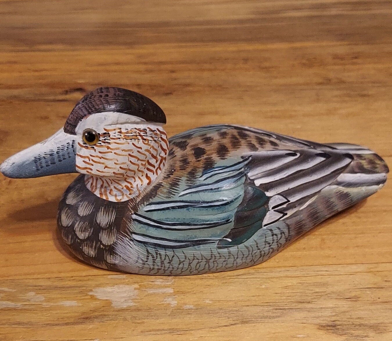 2 Hand Painted Stone Ducks, Glass Eyes. A Couple of Small Chips in ...