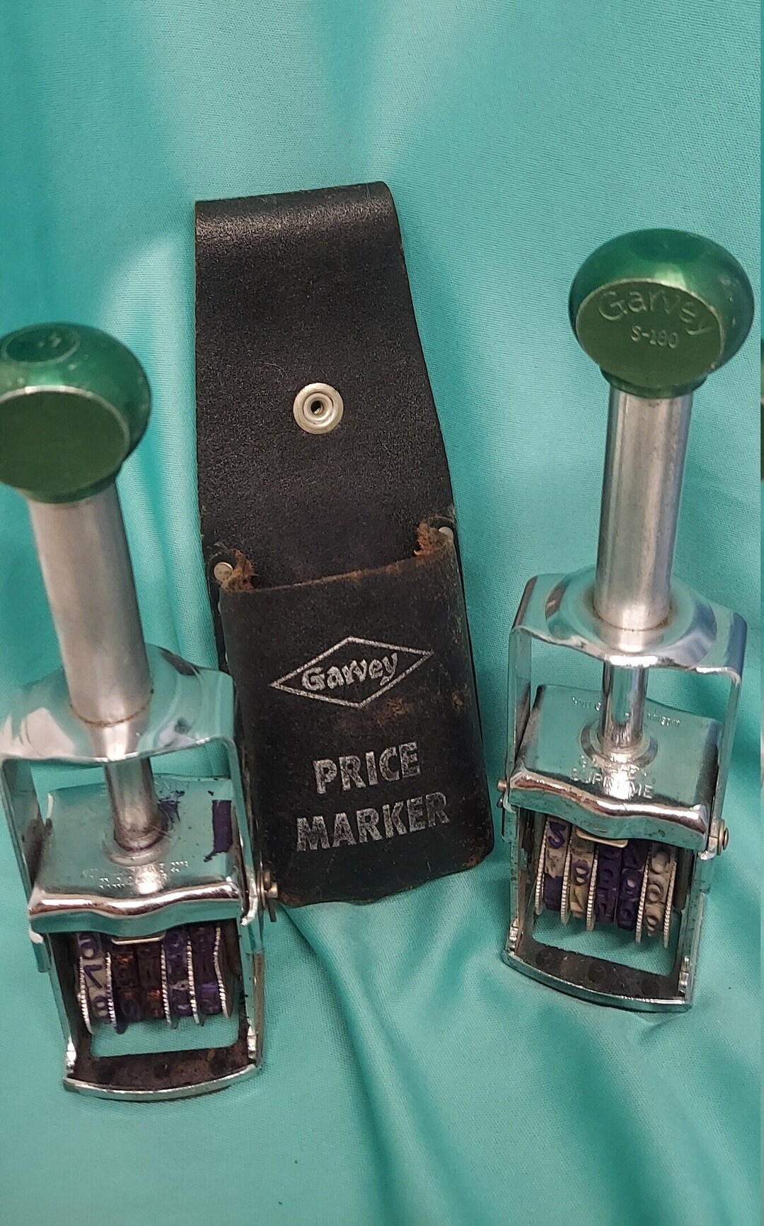 2 Vintage Garvey Pricing Guns With 1 Leather Holster Model S-180 - Etsy